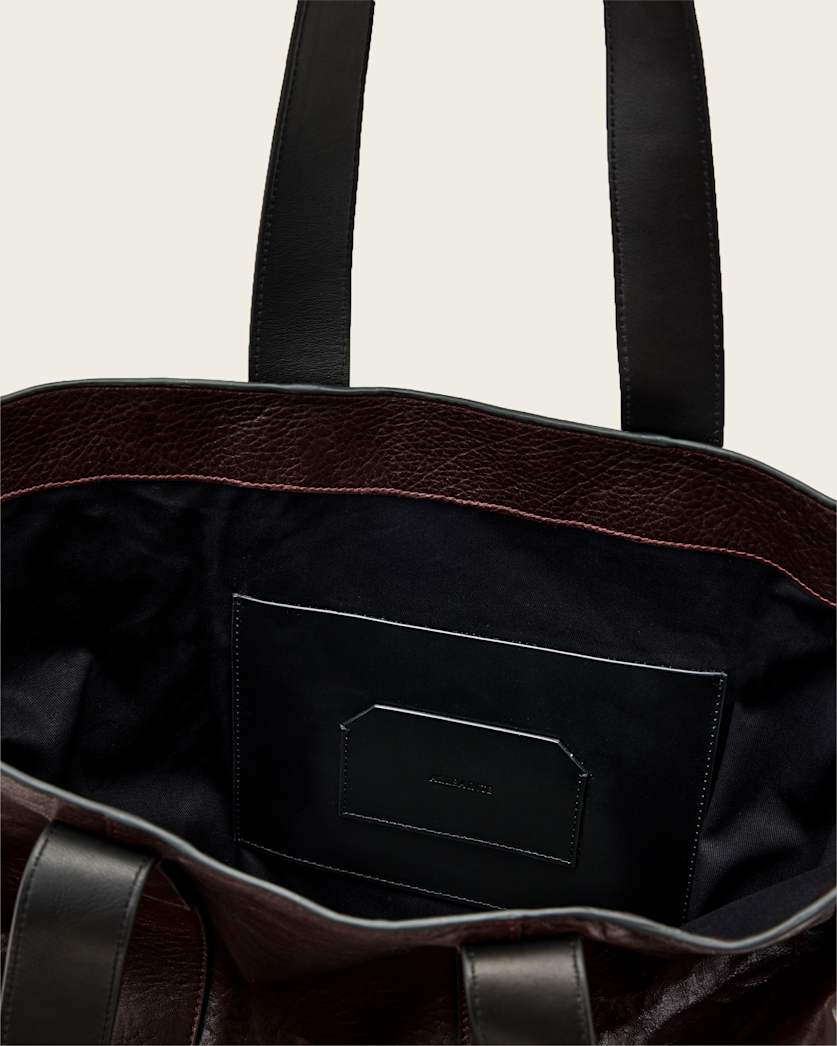 Ares Grain Leather Open Tote Bag BURNT UMBER RED | ALLSAINTS